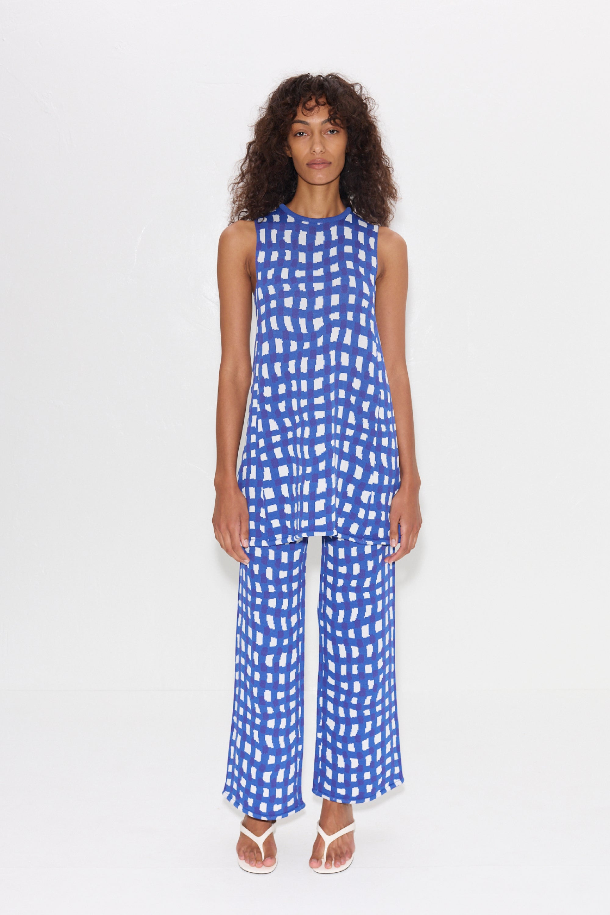 Knits By Jabber Pant in Klein Blue Wavy Gingham | SIMONMILLER – Simon Miller